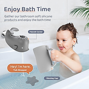 Tub Stopper 2 Pack Bathtub Drain Stopper Silicone Upgraded Drain Plug Cover for Bathrooms and Laundries Kitchen Universal Use 6 inches Grey + White