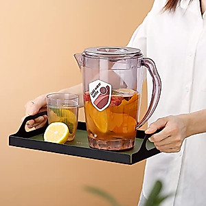 HOMQUEN Plastic Pitcher, 60 Oz/1.8L Water Pitcher with Lid, Iced Tea Pitcher, Water Carafe, Jar Pitcher, Water Jug with Handle for Tea, Juices, Milk, Cold or Hot Beverages (1 Pack/Gray)