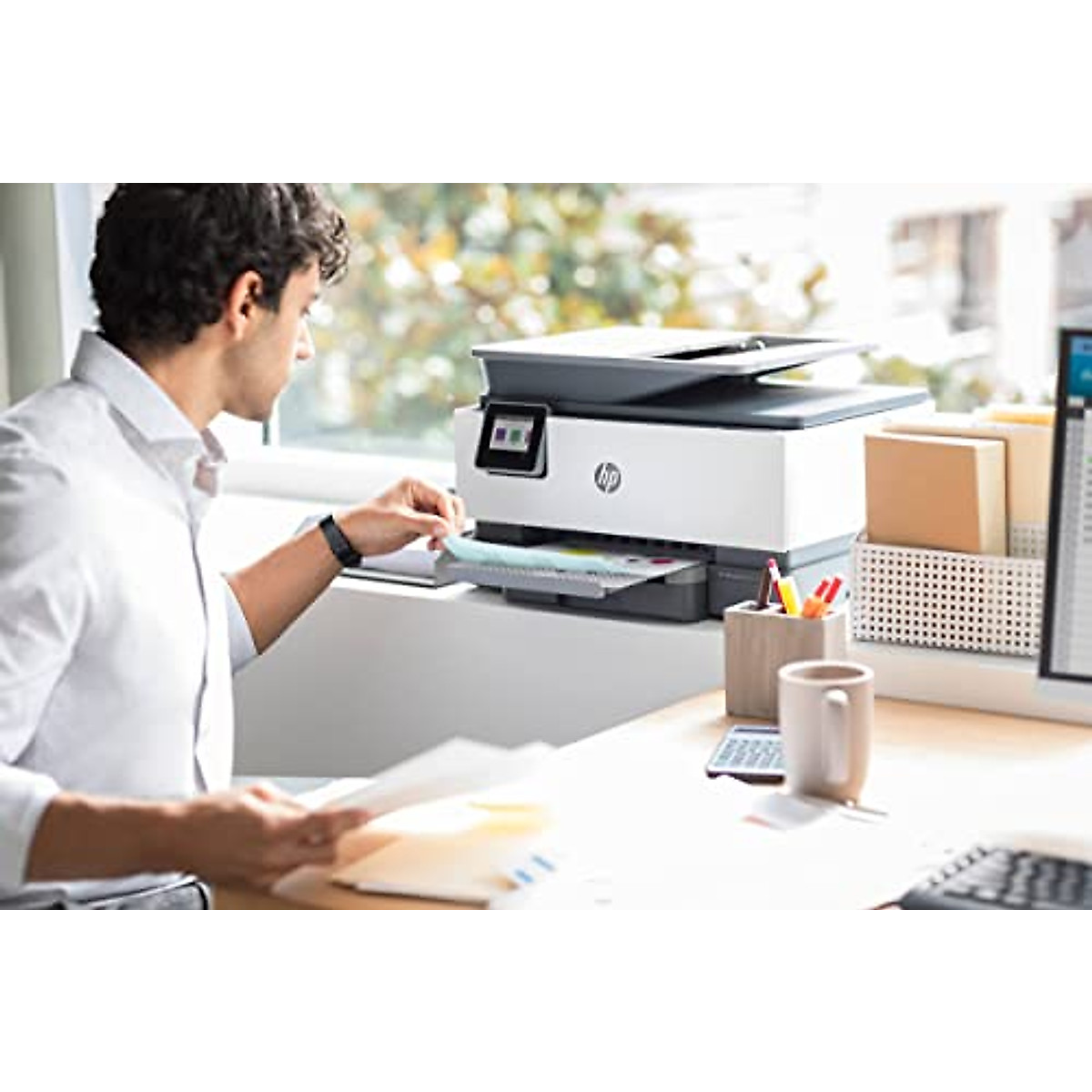 HP OfficeJet Pro 9018 All-in-One Wireless Printer with Smart Home Office Productivity & Inkjet, Color Printing, Scanner, Fax & Photo Copier, Touchscreen Panel, 3UK84A (Renewed)