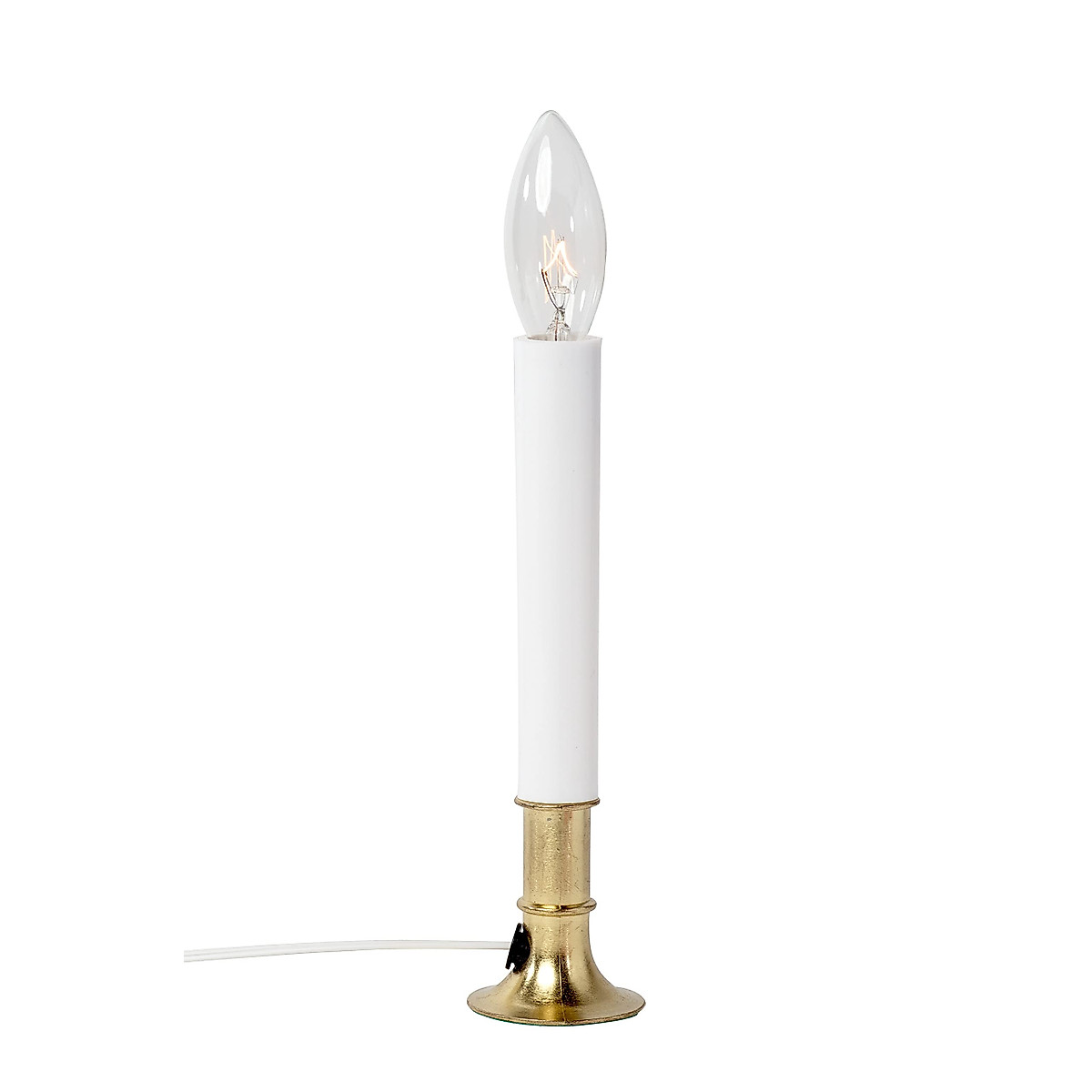 Creative Hobbies® Electric Window Candle Lamp with Brass Plated Base, On/Off Switch, Light Bulb, Ready to Use!