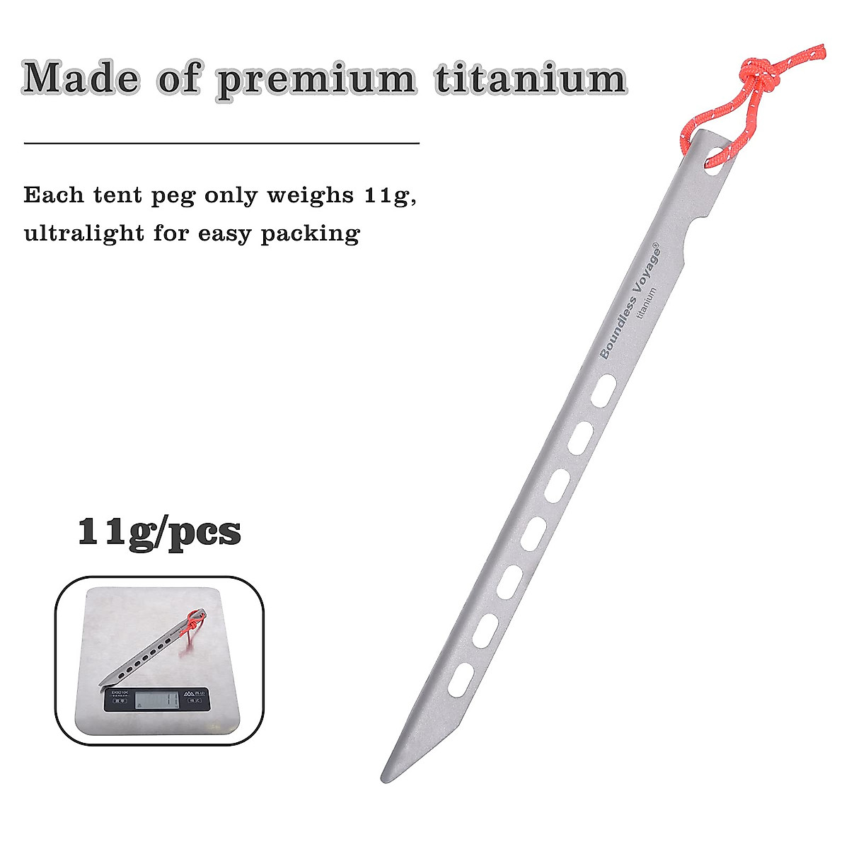 iBasingo 6pieces/Lot Ultralight Titanium Tent Pegs Outdoor Camping Tent Stakes for Sand Heavy Duty Portable Tent Nail for Garden Picnic A-Ti4008P