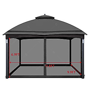 EasyLee Gazebo Universal Replacement Mosquito Netting 10x12, 4-Panel Screen Walls for Outdoor Patio with Zipper, Mosquito Net for Tent Only (Black)