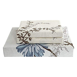 Swanson Beddings Daisy Silhouette Reversible Floral Print 3-Piece 100% Cotton Bedding Set: Duvet Cover and Two Pillow Shams (Full)