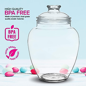 Modern Innovations 128-Ounce Candy & Cookie Jar with Lid, Premium Acrylic Clear Apothecary Jar, Wedding & Home Décor Centerpiece Cookie Candy Buffet Decorative Kitchen Storage Jar