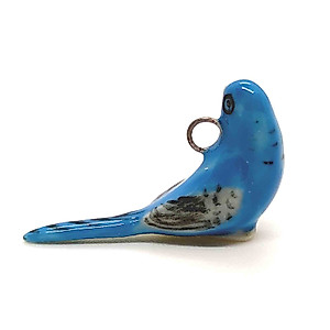 SSJSHOP Macaw Bird Micro Tiny Dollhouse Figurines Ceramic Hand Painted Animals Collectible Small Gift Home Garden Decor (Blue Pendent)
