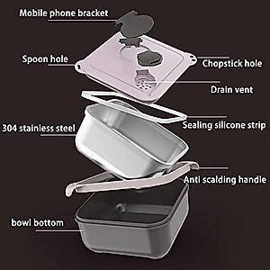 DoxiGlobal Ramen Bowl Stainless Steel Lunch Box Noodle Bowls for Office College Dorm Room Instant Cooking -1.3L (Blue)