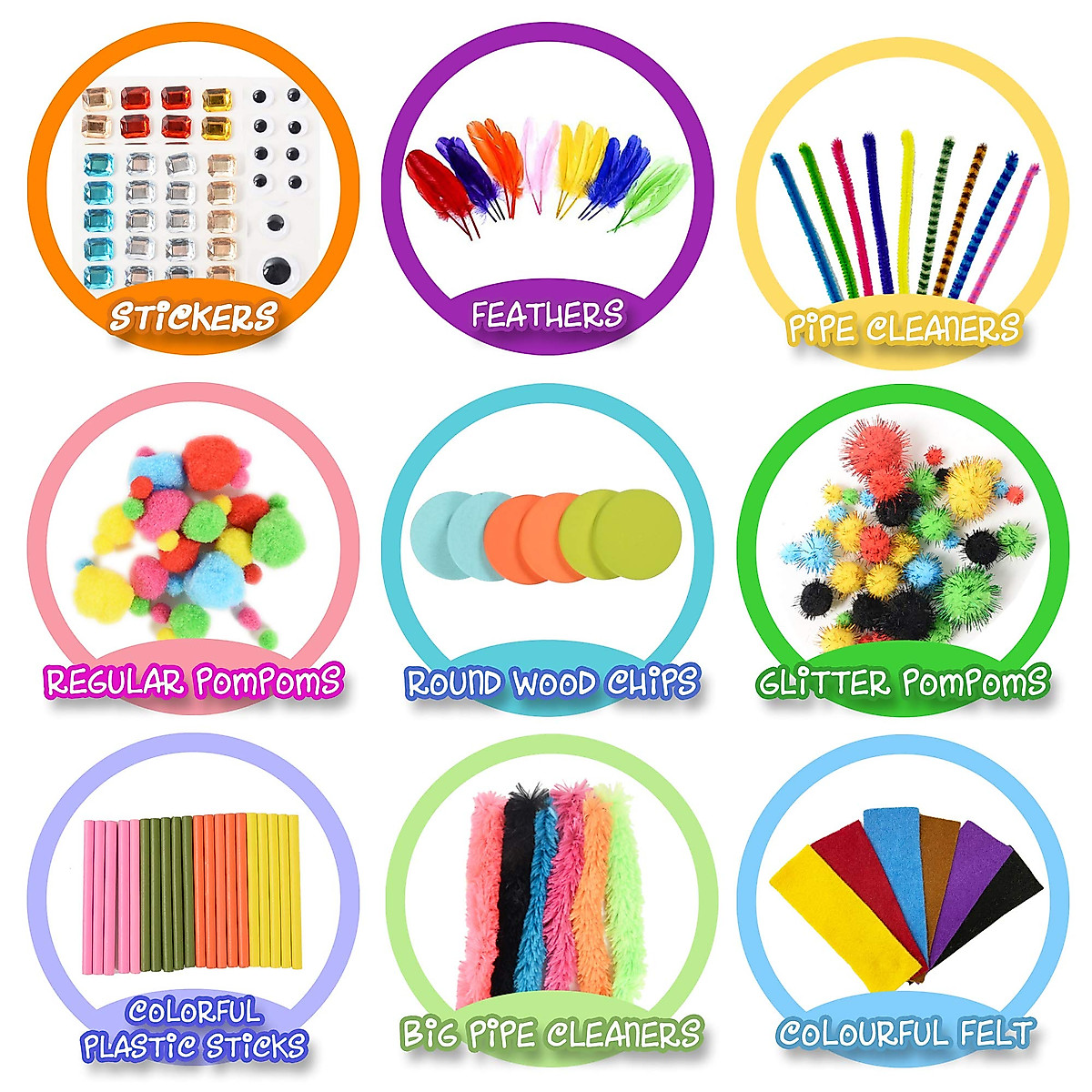 KIDDYCOLOR Art and Craft Supplies for Kids, All in One DIY Craft Supplies Set for Toddler Ages 4 5 6 7 8 9 10 11 12, 1000+Pcs Craft Supply Box - Gift Idea for Preschool Kids Project Activity