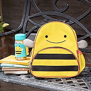 Skip Hop Toddler Sippy Cup with Straw, Zoo Stainless Steel Straw Bottle, Bee