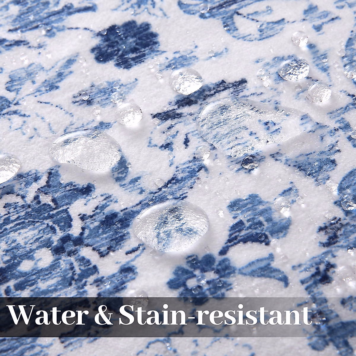 COZYLOOM Washable Area Rugs 8x10 Rug for Living Room Boho Vintage Rug Non Slip Throw Rugs Distressed Large Bedroom Rugs Low Pile Stain Resistant Carpet for Dining Room Nursery 8'x10' Blue