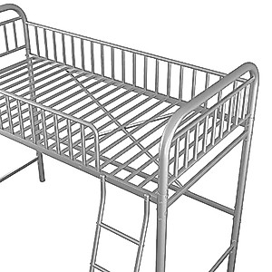 OPTOUGH Twin Size Metal Loft Bed, No Box Spring Needed, for Girls Boys Teens,Silver