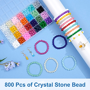 Biuthieny 800 pcs Glass Beads for Jewelry Making,28 Color 8mm Glass Crystal Beads with Glass Star Heart Spacer Beads for Crafts DIY Bracelet Earrings Necklace Making