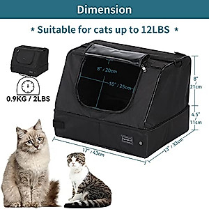 Petsfit Upgrade Travel Portable Cat Litter Box for Medium Cats & Kitties,Leak-Proof, Lightweight, Foldable (Black（with lid）, 17" Lx13 Wx12.5 H)