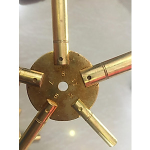 Universal 5 Prong Brass Clock Key for Winding Clocks, Odd and Even Numbers with Cover from Brass Blessing (5192)