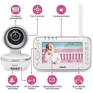 VTech 4.3" Digital Video Baby Monitor with Pan & Tilt - VM4261