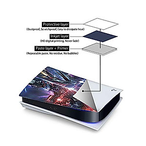 PEYANZ Skin Compatible with P.S.5 Console(Disk Edition) and Controllers Vinyl Sticker, Durable, Scratch Resistant, Bubble-Free