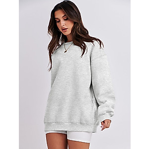 ANRABESS Sweatshirt for Women Oversized Crewneck Hoodies Fleece Casual Pullover Top Fall Fashion Outfits Clothes 2025 A1019 light gray X-Large