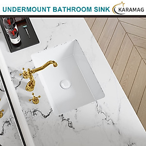 18 Inch Undermount Bathroom Sink Small Rectangle Undermount Sink White Ceramic Under Counter Bathroom Sink with Overflow (18.3"x13.8")
