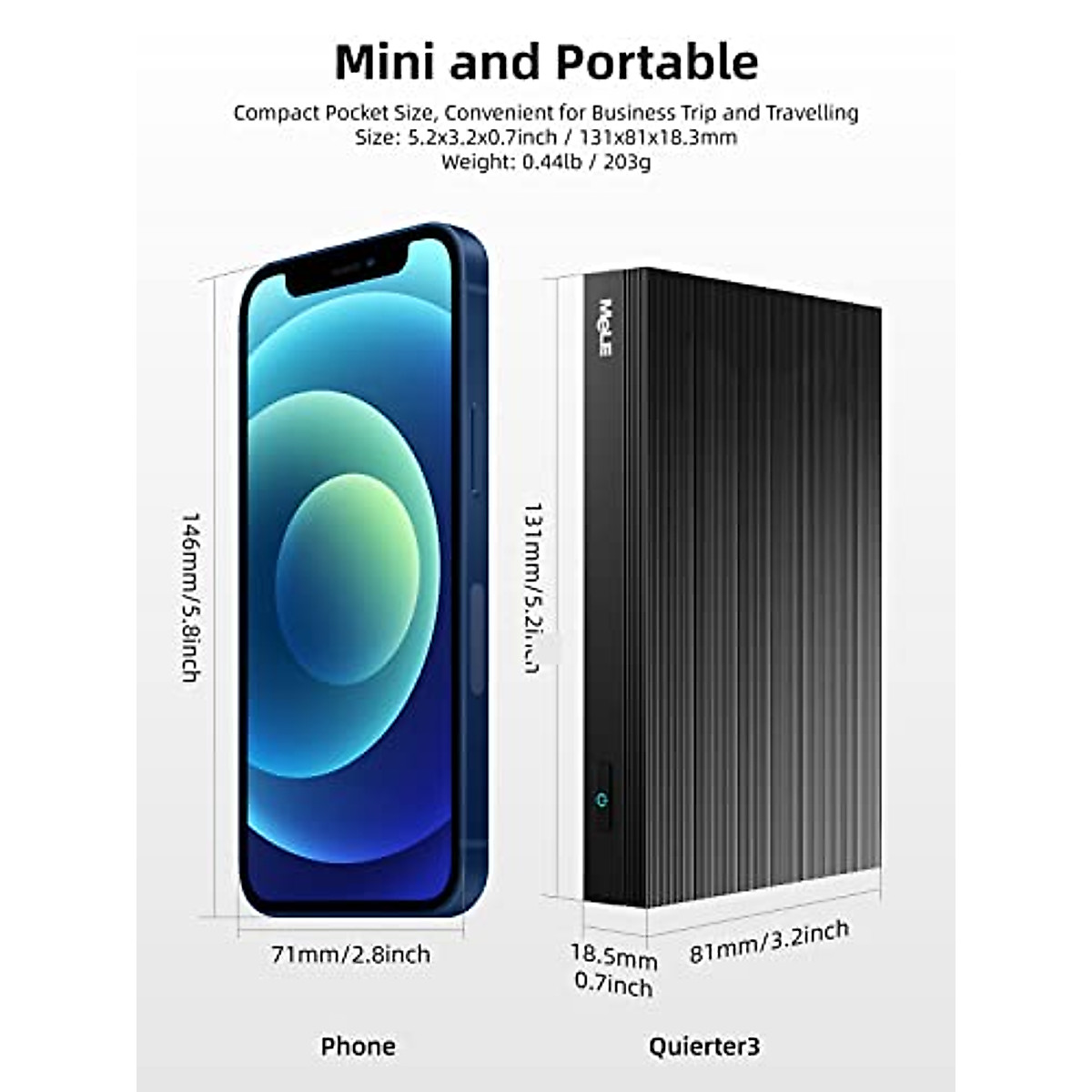 MeLE Quieter3Q Fanless Mini PC Celeron N5105 8GB 128GB, Windows 11 pro Portable Small Desktop HDMI Gigabit Ethernet, Industrial IoT Micro PC Unlock Bios Auto Power on, SSD PXE VESA Mount