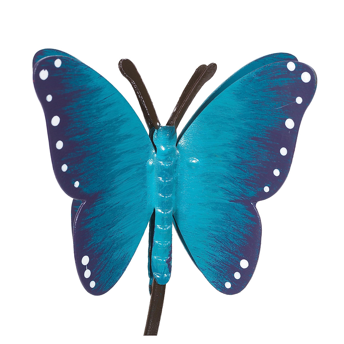 La Crosse 704-4645B Blue 5 inch Capacity Glass Butterfly Rain Gauge with Ground Rod