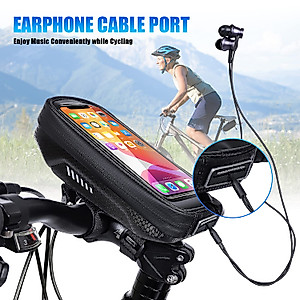 HUANLANG Bike Phone Mount Bag Bike Front Frame Top Tube Handlebar Bags Waterproof Bicycle Cell Phone Mount Case with Touch Screen Phone Holder for Bike Bag Shockproof,Bike Pouch for Phone Below 6.7"