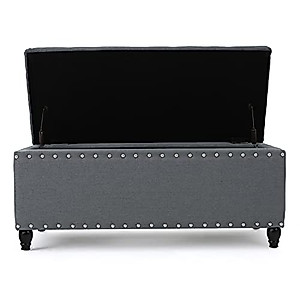 Christopher Knight Home Tatiana Fabric Storage Ottoman, Charcoal
