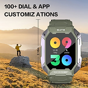 UHOOFIT Smart Watch for Men, Smartwatch Compatible withAndroids iOS, 5ATM Waterproof Fitness Watch with 24 Sports Modes Message Notification Heart Rate Blood Oxygen Monitor and Sleep Tracking