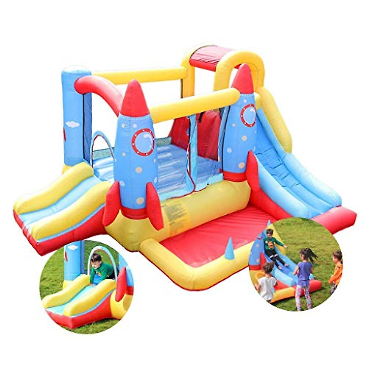 Children's Inflatable Castle Rocket Jumping Bed Indoor and Outdoor Children's Trampoline Household Playground Toys