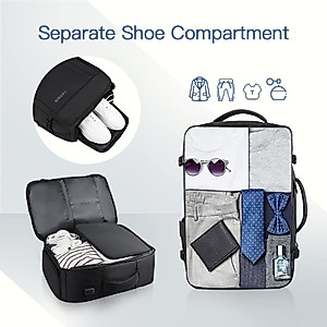 Gieury Carry On Backpack, Expandable Backpack 40L-50L, Flight Approved Large Travel Backpack Laptop Backpack for Men & Women, Large Luggage Backpack Daypack Lightweight Business Weekender Bag, Black