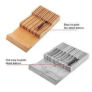 Bamboo Kitchen Drawer Knife Block, In drawer Knife Holder, Knife Drawer Organizer fit for 13 knives