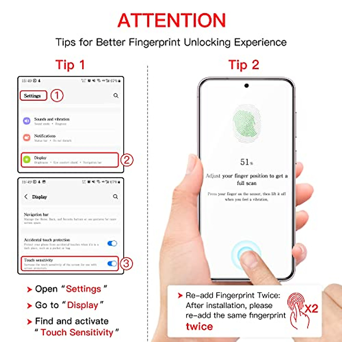 JETech Screen Protector for Samsung Galaxy S23+ / S23 Plus 5G 6.6-Inch with Camera Lens Protector, Tempered Glass Film, Fingerprint ID Compatible, HD Clear, 2-Pack Each