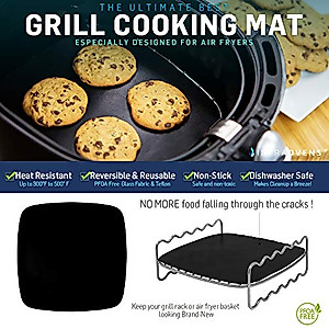 Air Fryer Rack Accessories Compatible with Power Airfryer Oven Vortex, Bagotte, Master Culinary, Paula Deen, Philips, Yedi, Secura, More | Skewer + Kebab Accessory for Cooking + Grilling