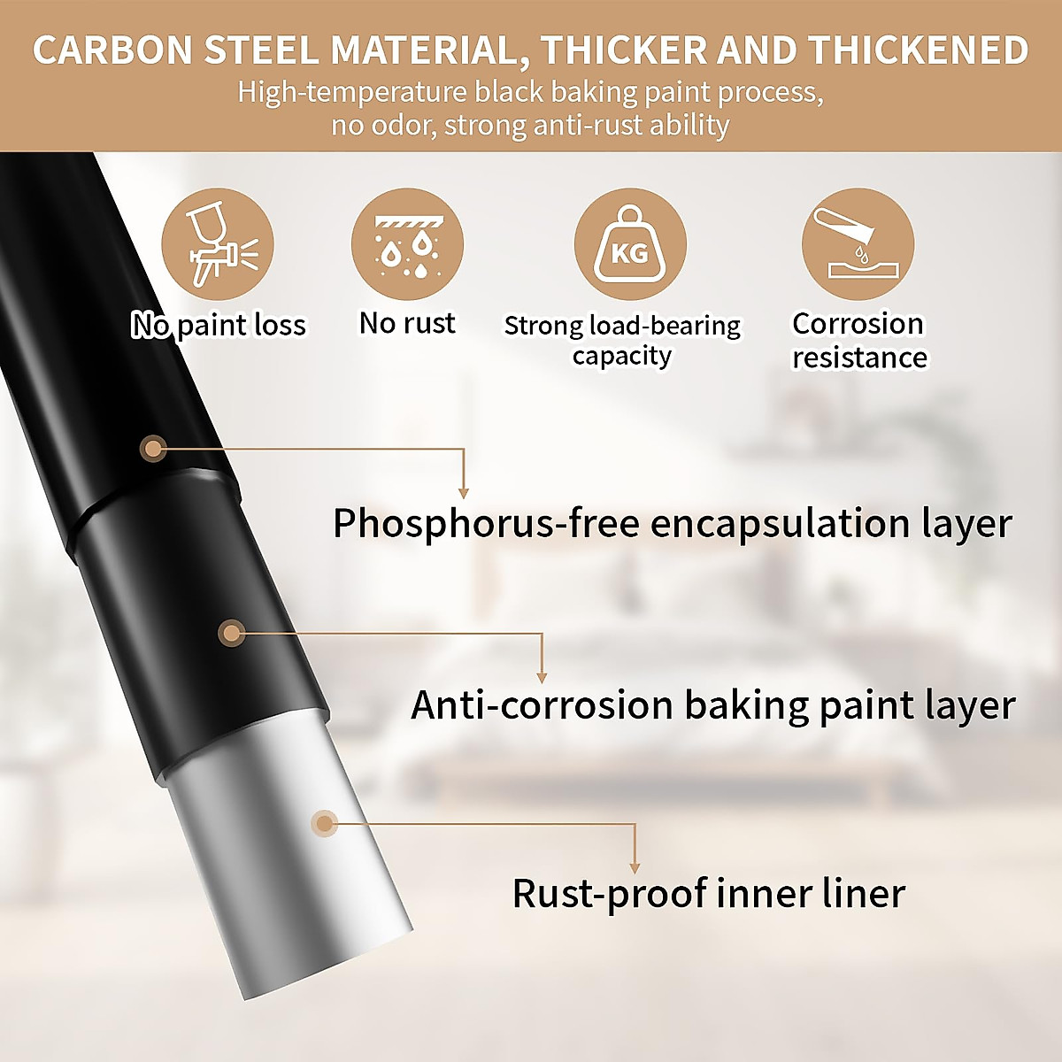 S&R PLKOP Double Rods Mobile Clothing Rack Heavy Duty Garment Rack for Hanging Clothes, 4 Side Hooks, Black, Clothes Racks for Hanging Clothes Multifunctional Bedroom Storage