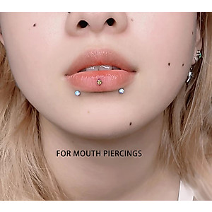 Yaalozei 16G Threadless Push in Lip Labret Medusa Monroe Nose Ring Stud Piercing Jewelry Women Stainless Surgical Steel Silver Flat Back Cartilage Helix Tragus Earrings Studs Bar Piercing Jewelry Men