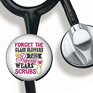This Princess Wears Scrubs Stethoscope Tag Personalized,Nurse Doctor Stethoscope ID Tag Customized, Medical Stethoscope Name Tag with Writable Surface-Black