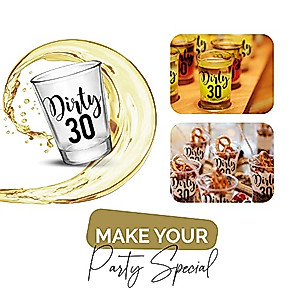 Dirty 30 Shot Glasses 30th Birthday Party Favors, Dirty Thirty Birthday Decorations for Her and Him, Reusable Drinking Cup, Set of 12 Party Favor Dirty 30 Birthday Gifts for Men or Women, 1.75 oz
