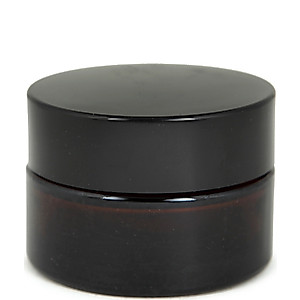 Vivaplex, 12, Amber, 15 ml, Round Glass Jars, with Inner Liners and black Lids