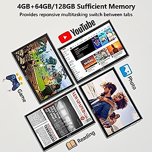 2 in 1 Tablet 10.1 Inch, Android 11.0 Tablets, 64GB/128GB ROM, Dual 4G Cellular with Keyboard, 18MP Camera, Octa-Core Processor, WiFi, GPS, Bluetooth, Google Certified Tablet PC(2023 Gray)
