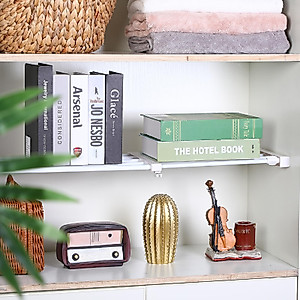 Geetery 4 Pcs Closet Tension Shelf Metal Expandable Closet Shelf Dividers Adjustable DIY Shelf Separators in Closet Tension Rod Storage Rack for Cabinet Kitchen Wardrobe (19.7''-31.5'' X 9.45'')