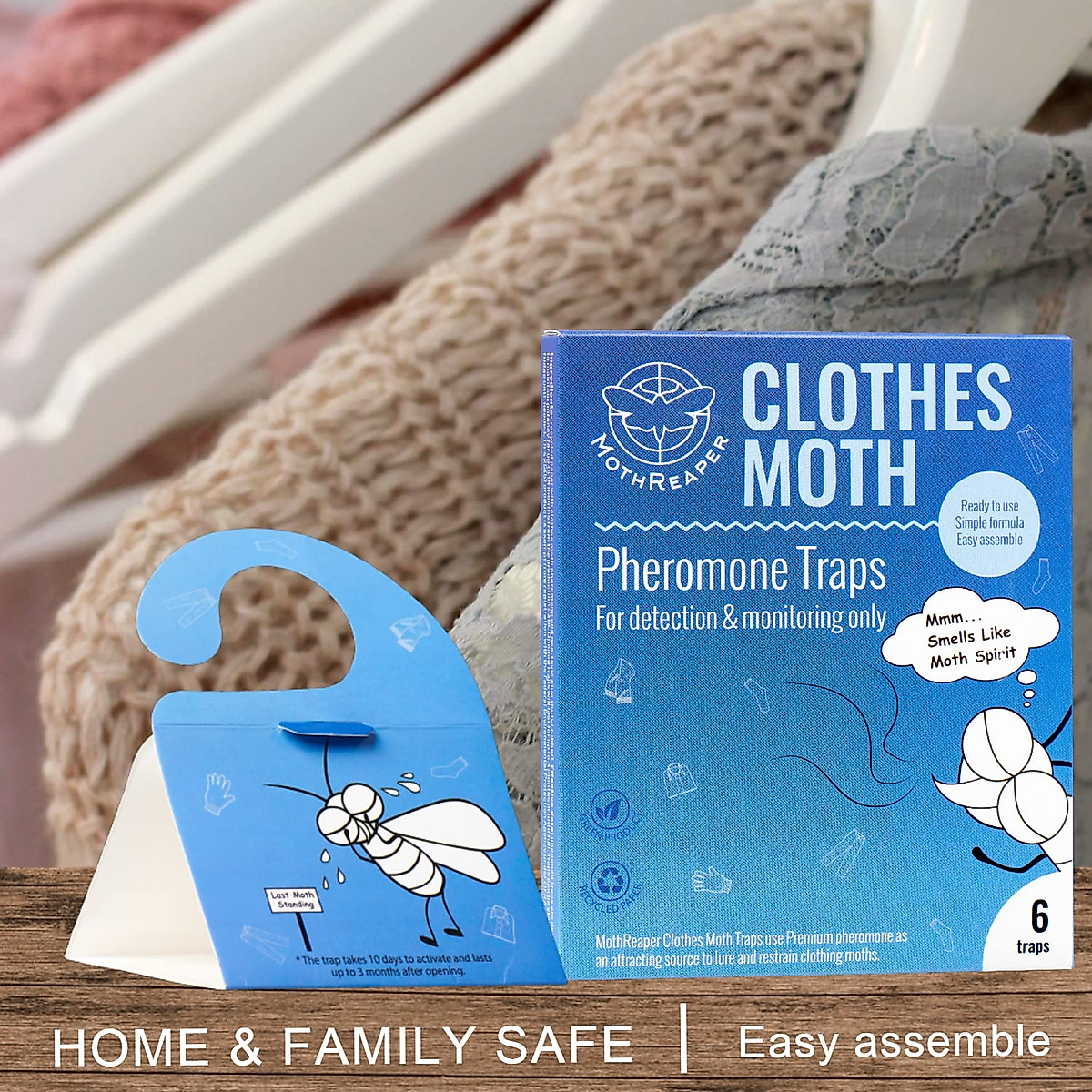 Clothing Moth Traps with Pheromones 6-Pack - Clothes Moth Trap with Lure for Closets & Wardrobes, Carpet and Fabric Moth, Wool Moths Traps Indoor Moth Treatment & Prevention