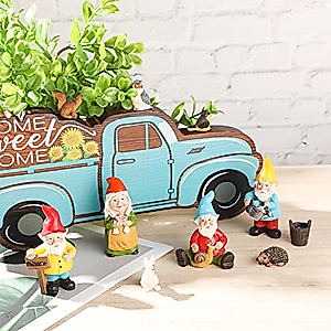 10 Pieces Mini Fairy Gnomes Statue Garden Accessories Kit Miniature Garden Resin Gnomes Hand Painted Squirrel Hedgehog Owl Bird and Bucket Ornament for Plant Pots Yard Lawn Home Outdoor Decorations