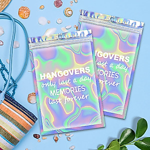 Fcuadro Hangover Kit Bags 20Pcs Holographic Hang Over Recovery Bags Bachelorette Party Supplies Gift Bags for Bridal Shower Party Favors 5X7 (HANGOVER MEMORIES)