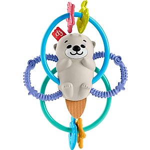 Fisher Price Baby Toys Twist & Teethe Otter 2-In-1 Rattle and Bpa-Free Teether with Textured Rings for Infant Fine Motor Play