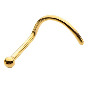 316L Surgical Steel Gold-Tone Micro Nose Screw Ring 1.5mm Ball 20G
