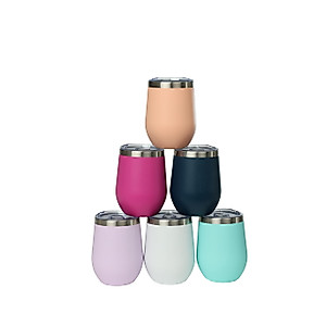 Sip+Sea Antiqua 12 oz Stainless Steel Ceramic Lined Wine Tumbler with Lid | Stemless | Double Wall Vacuum Insulated