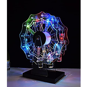 YTCYKJ LED Neon Champagne Wine Acrylic Cup Holder, Ferris Wheel Shape, Rechargeable Cocktail Shelve, Colorful Light,Liquor Bottle Display Rack for Party Club, KTV, Bar,Birthday, Wedding, Anniversary