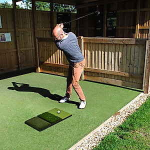 SAPLIZE 30"x15" Foldable 3-in-1 Golf Hitting Mat, Tight Lie, Rough and Fairway for Driving, Chipping, and Putting Training, Portable Golf Practice Tri-Turf Grass Mat