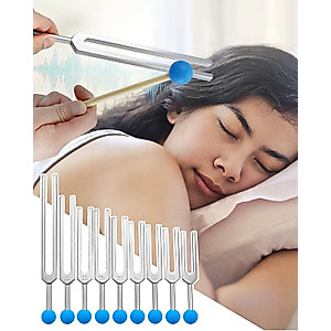 Tuning Fork Set 9 Pcs Tuning Forks with Reflex Hammer for DNA Healing Chakra Sound Therap for Buddhists Yoga Teacher Sound Healer (174 Hz, 285 Hz, 396 Hz, 417 Hz, 528 Hz, 639 Hz etc)