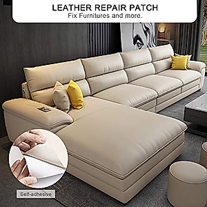 Leather Repair Tape, Self-Adhesive Leather Repair Patch for Couch Furniture Sofas Car Seats, Advanced PU Vinyl Leather Repair Kit (Dark Brown, 17X79 inch)