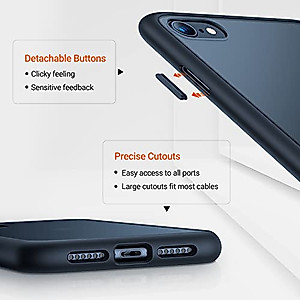 TORRAS 𝟐𝟎𝟐𝟐 𝗨𝗽𝗴𝗿𝗮𝗱𝗲𝗱 Shockproof for iPhone SE Case 2022/iPhone SE Case 2020 [Military Drop Certified] iPhone SE 2022 Case Semi-Clear Hard Back Protective Slim Case for iPhone SE/8/7-Black