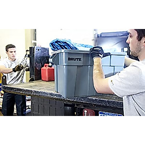 Rubbermaid Commercial Products Brute Tote Storage Container with Lids-Included, 20-Gallon, Gray, Rugged/Reusable Boxes for Moving/Storing in Garage/Basement/Attic/Jobsite/Truck/Camping, 2 Pack
